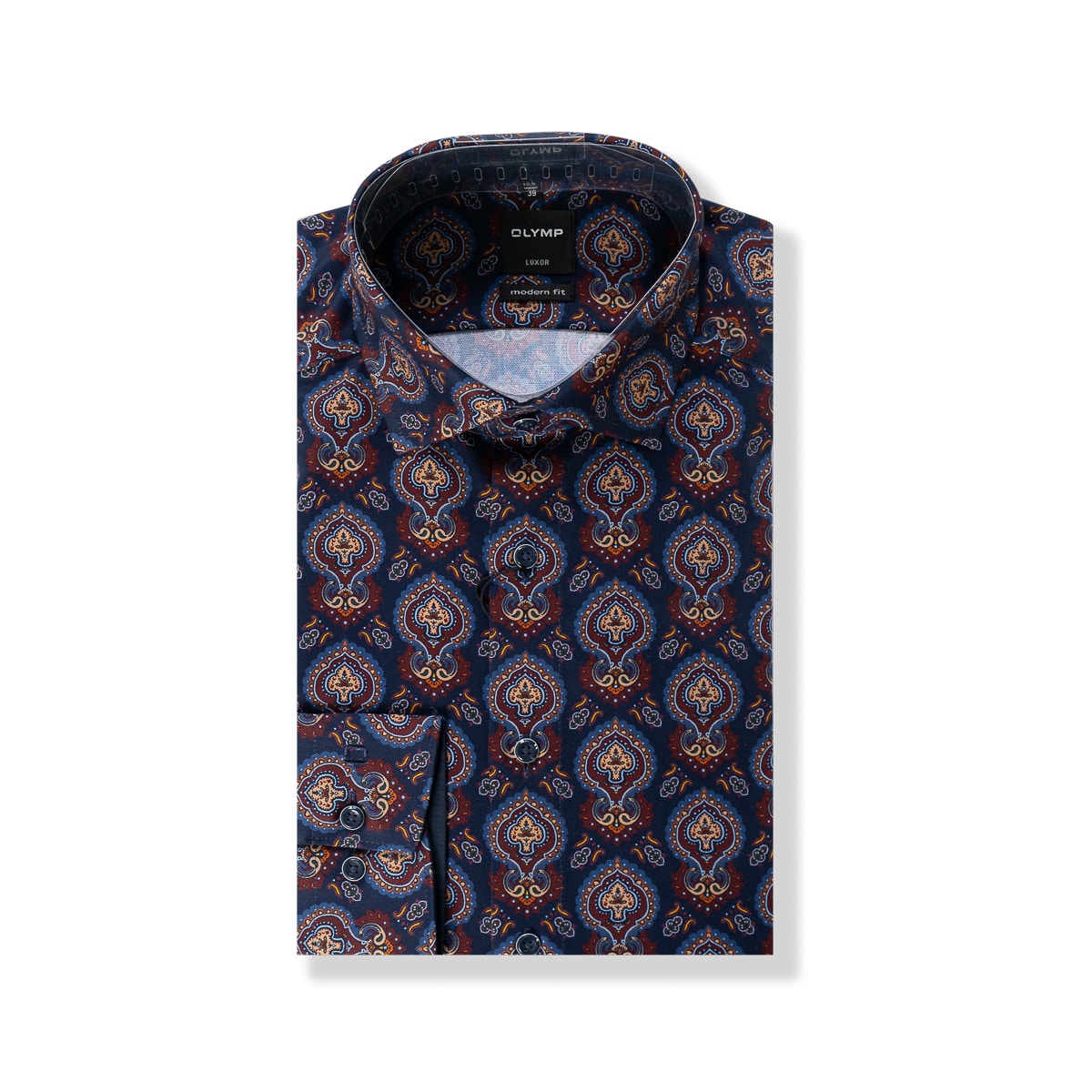 Olymp – Blue Pattern Shirt – Mirror - Eurostyle